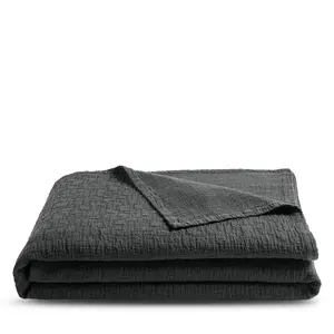 HUDSON PARK COLLECTION Textured Italian Matelasse Coverlet, Full/queen Exclusive - Black