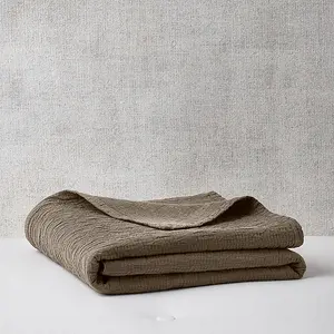HUDSON PARK COLLECTION Textured Italian Matelasse Coverlet, King Exclusive - Truffle Brown