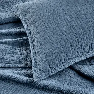 HUDSON PARK COLLECTION Textured Italian Matelasse Euro Sham Set Exclusive - Indigo
