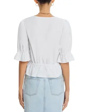 SINGLE THREAD Stretch Poplin Elbow Sleeve Top