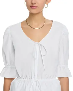 SINGLE THREAD Stretch Poplin Elbow Sleeve Top