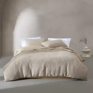 Calvin Klein Microwaffle Melange 3 Piece Comforter Set, Queen - Flax Beige