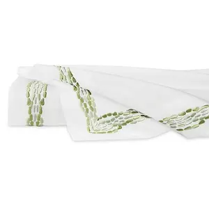 SFERRA X Scalamandre Cobblestones Flat Sheet, Full Queen - White/green