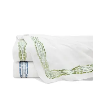 SFERRA X Scalamandre Cobblestones Flat Sheet, King - White/green
