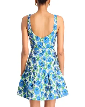 Aqua Brocade Mini Dress Exclusive