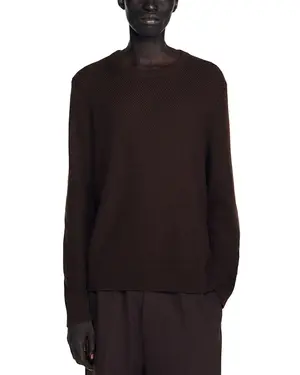 Sandro Textured Crewneck Pullover - Chocolate