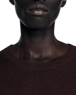 Sandro Textured Crewneck Pullover - Chocolate