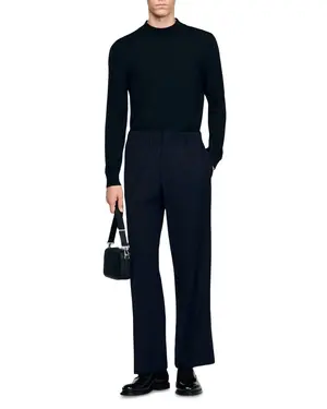 Sandro Wide Leg Trousers - Navy Blue