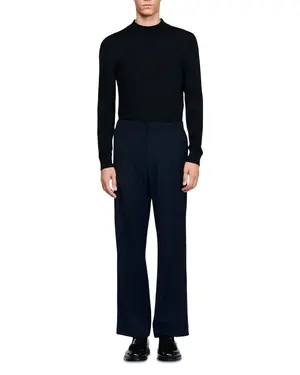 Sandro Wide Leg Trousers - Navy Blue