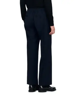 Sandro Wide Leg Trousers - Navy Blue