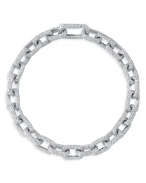 SHY CREATION 14k Gold Diamond Paperclip Link Bracelet - White