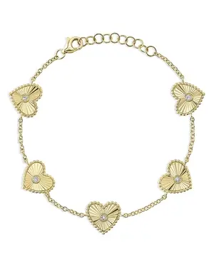 SHY CREATION Shy Creation 14K Gold Kate Diamond Heart Link Bracelet