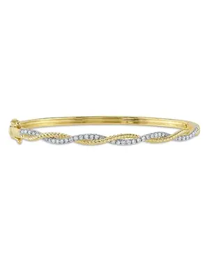 SHY CREATION 14k Kate Diamond Entwined Bangle Bracelet - Gold