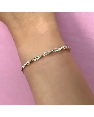 SHY CREATION 14k Kate Diamond Entwined Bangle Bracelet