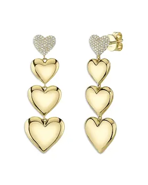 SHY CREATION 14k Yellow Diamond Heart Drop Earrings - Gold