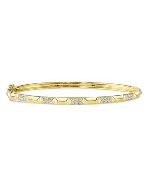 SHY CREATION 14k Kate Diamond Pave Geometric Bangle Bracelet - Gold