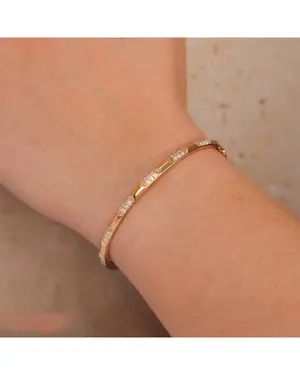 SHY CREATION 14k Kate Diamond Pave Geometric Bangle Bracelet