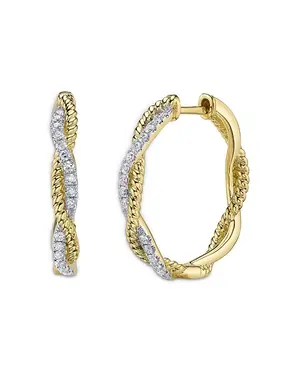 SHY CREATION 14k Yellow Diamond Hoop Earrings - Gold