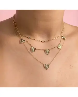 SHY CREATION 14k Yellow Diamond Heart Collar Necklace