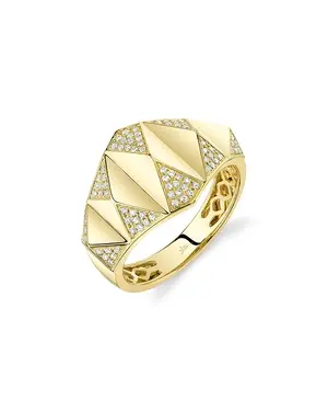 SHY CREATION 14k Yellow Diamond Pyramid Geometric Cutout Ring - Gold