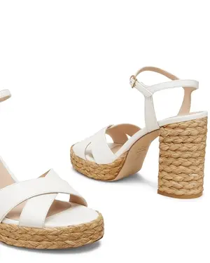 STUART WEITZMAN Dayna Espadrille Platform Sandals - Cream/natural