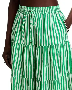 Aqua Stripe Midi Skirt