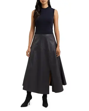 Ted Baker London Mixed Media Midi Dress - Navy