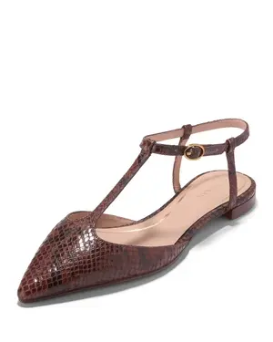 Cole Haan T-strap Leather Ballet Flats