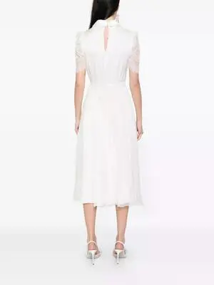 NISSA Lace-detailed Silk Midi Dress - White