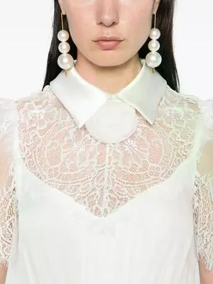 NISSA Lace-detailed Silk Midi Dress - White