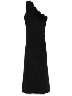 NISSA Floral-appliqué Maxi Dress - Black