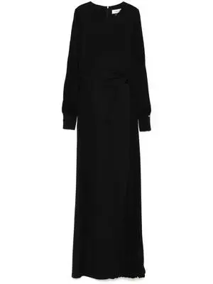 NISSA Plissé-detail Gown - Black