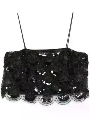 ROTATE BY BIRGER CHRISTENSEN Sequinned Crop Top - Black