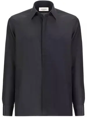 LANEUS Crepe De Chine Shirt - Black