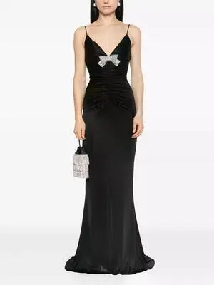 NISSA Bow-detailed Maxi Dress - Black