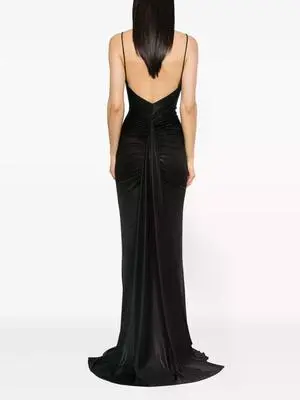 NISSA Bow-detailed Maxi Dress - Black