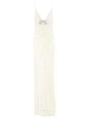 NISSA Bow-detailed Maxi Dress - Neutrals