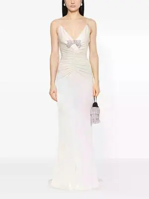 NISSA Bow-detailed Maxi Dress - Neutrals