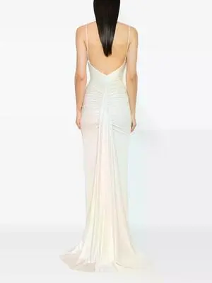 NISSA Bow-detailed Maxi Dress - Neutrals