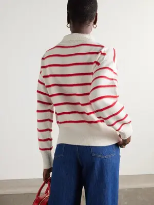 ALLUDE Striped Cotton And Cashmere-blend Sweater