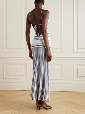 Faithfull The Brand Citara Striped Ribbed Cotton-blend Maxi Dress - Blue