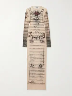 JEAN PAUL GAULTIER Printed Mesh Maxi Dress