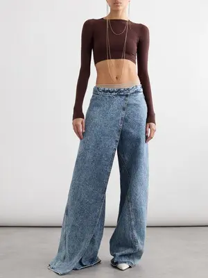 Alaïa Asymmetric Wide-leg Jeans - Blue