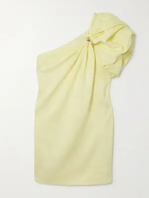 Aje Cira One-shoulder Linen-blend Mini Dress