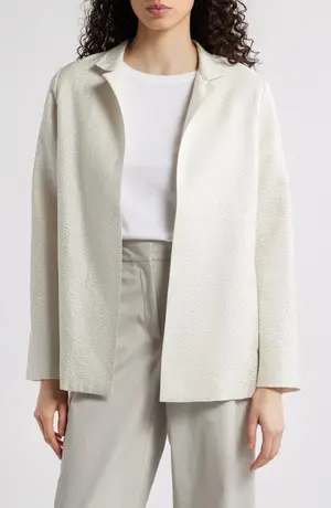 Eileen Fisher Stand Collar Silk Jacket