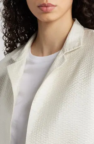 Eileen Fisher Stand Collar Silk Jacket