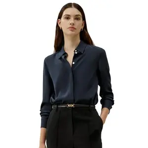 Lilysilk Graceful Button-up Silk Blouse - Midnight Blue