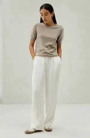 Lilysilk Baby Cashmere Crew Neck Knit Top - Camel