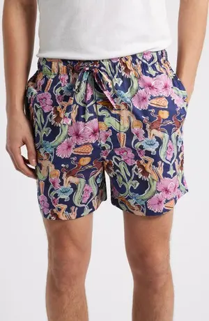 THE LAZY POET Ben Calypso Pajama Shorts - Blue