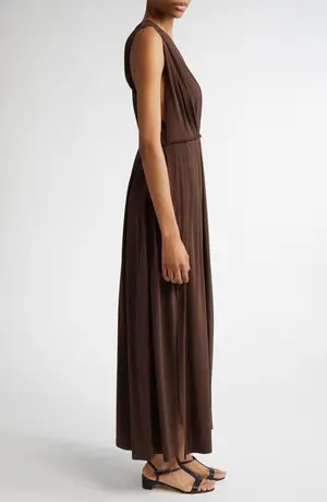 Max Mara Walter Pleated Jersey Dress - Coffee